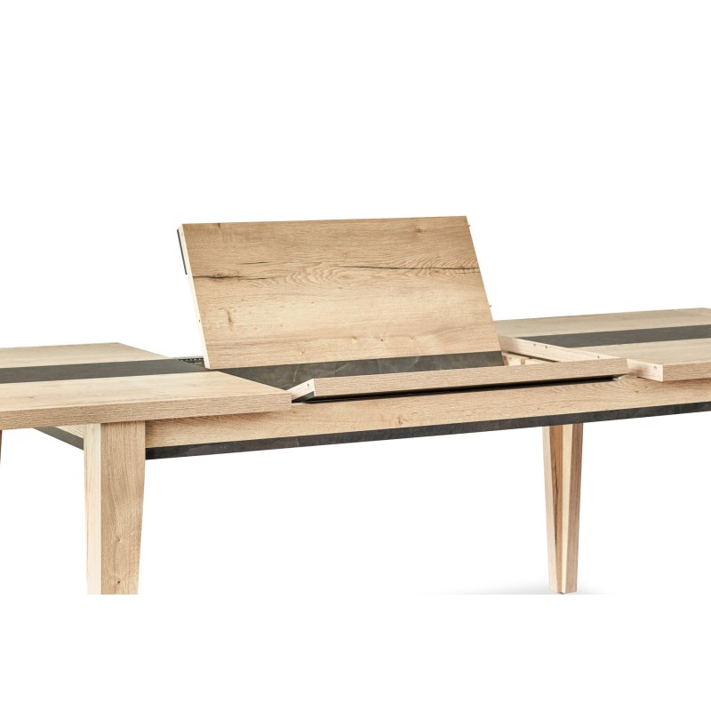 Table rectangulaire allonge central intégrée chêne naturel